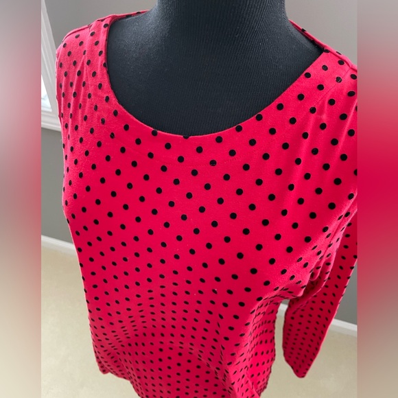 Talbots | Tops | Talbots Red With Black Polka Dot Shirt | Poshmark